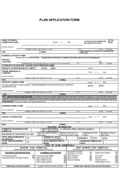 FREE 51+ Plan Forms in PDF | MS Word | Excel