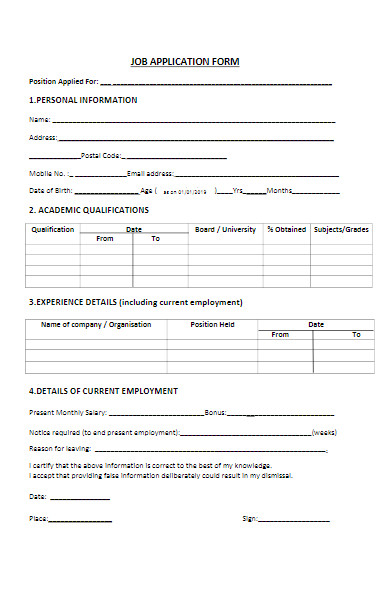 FREE 50+ Job Forms Download – How to Create Guide, Tips