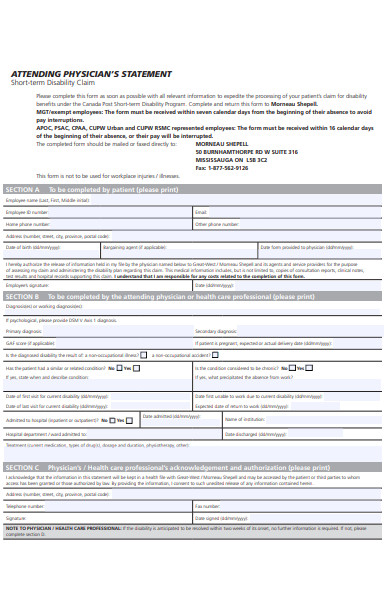 Disability Forms Printable