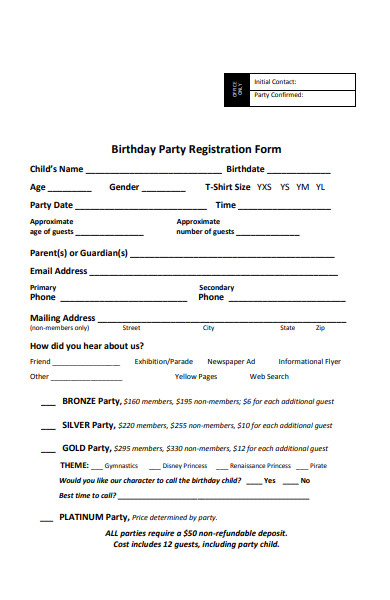 FREE 49+ Party Forms in PDF | MS Word | Excel