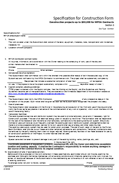 FREE 50+ Construction Forms in PDF | MS Word