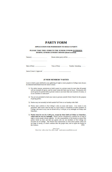 FREE 49+ Party Forms in PDF | MS Word | Excel