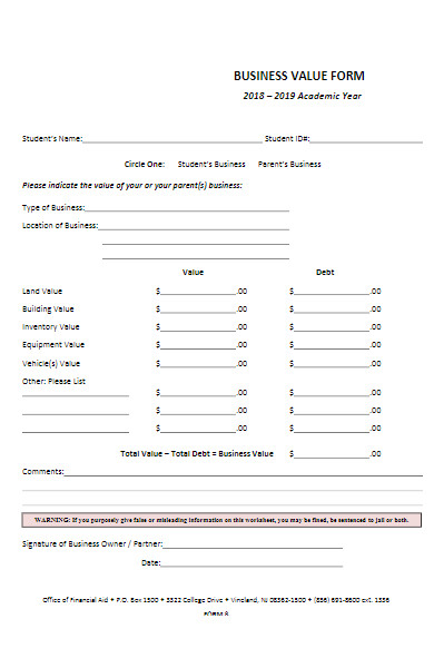 FREE 45+ Value Forms Download – How to Create Guide, Tips