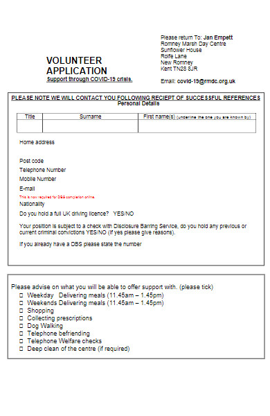 FREE 18+ COVID-19 Volunteer Application Forms Download – How to Create ...
