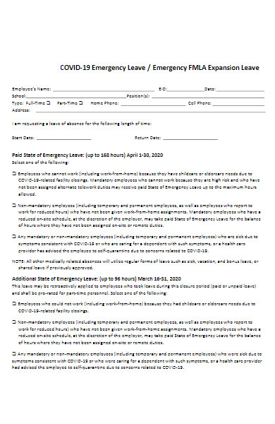FREE 25+ COVID-19 Self Quarantine Employee Leave Forms Download – How ...