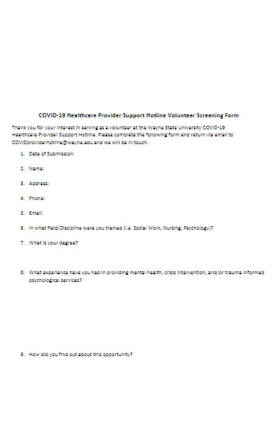 FREE 18+ COVID-19 Volunteer Application Forms Download – How to Create ...