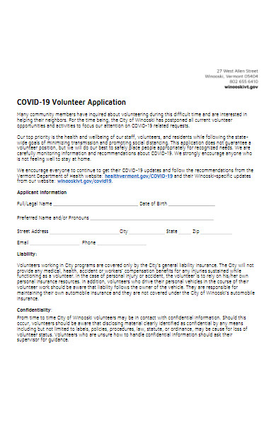 FREE 18+ COVID-19 Volunteer Application Forms Download – How to Create ...