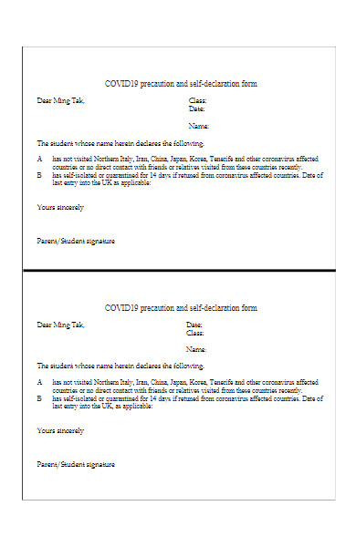 FREE 11+ Coronavirus Self Declaration Forms Download – How to Create ...