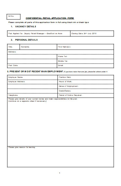 FREE 30+ Retail Application Forms Download – How to Create Guide, Tips
