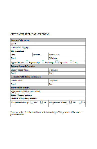 Free 50 Customer Application Forms Download How To Create Guide Tips