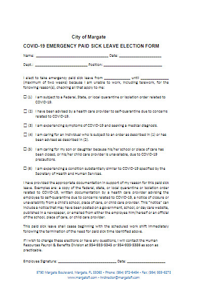 FREE 25+ COVID-19 Self Quarantine Employee Leave Forms Download – How ...