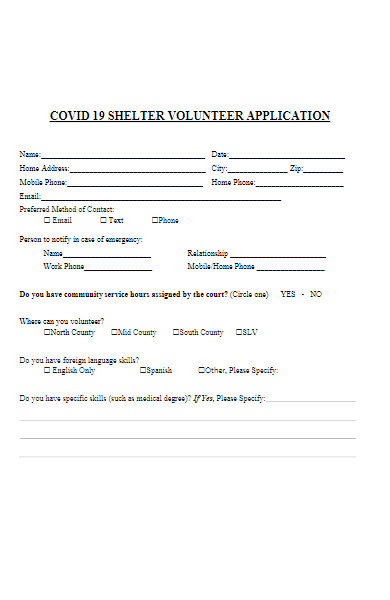 FREE 18+ COVID-19 Volunteer Application Forms Download – How to Create ...