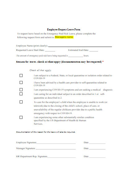 FREE 25+ COVID-19 Self Quarantine Employee Leave Forms Download – How ...