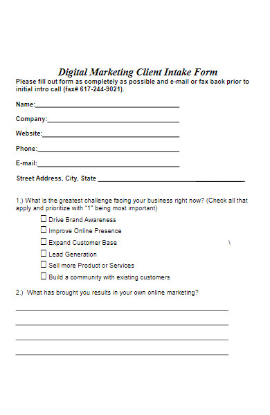 FREE 16+ Website Intake Forms Download – How to Create Guide, Tips