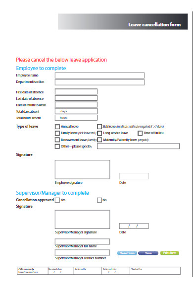 FREE 18+ Leave Cancellation Forms Download – How to Create Guide, Tips
