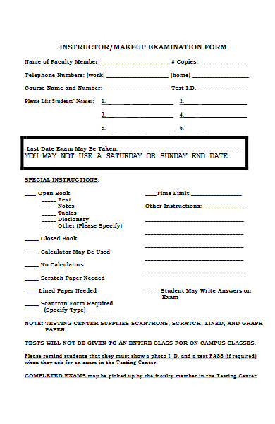 FREE 50+ Examination Forms in PDF | MS Word