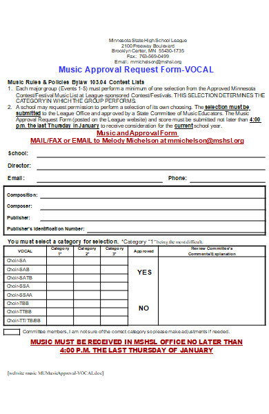 FREE 50+ Music Forms in PDF | MS Word | MS Excel
