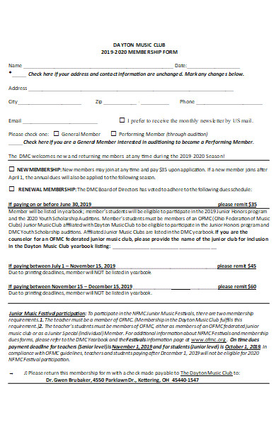 FREE 50+ Music Forms in PDF | MS Word | MS Excel