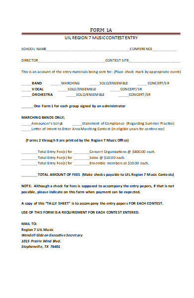 FREE 50+ Music Forms in PDF | MS Word | MS Excel