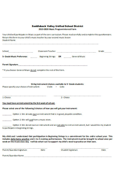 FREE 50+ Music Forms in PDF | MS Word | MS Excel