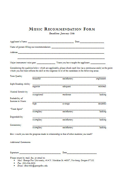 FREE 50+ Music Forms in PDF | MS Word | MS Excel