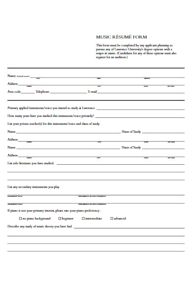 FREE 50+ Music Forms in PDF | MS Word | MS Excel