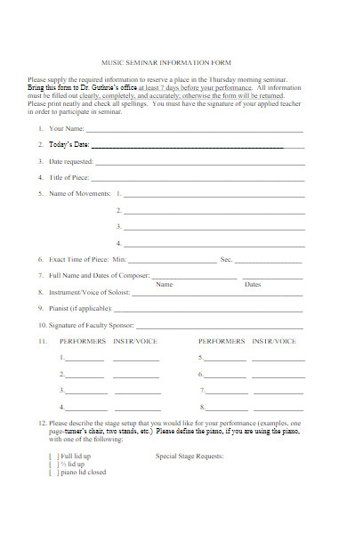 FREE 50+ Music Forms in PDF | MS Word | MS Excel