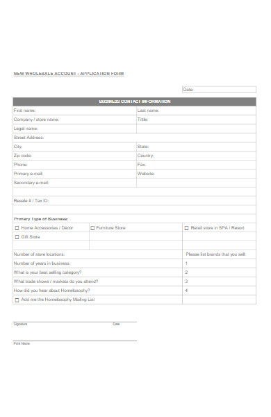 FREE 30+ Wholesale Application Forms Download – How to Create Guide, Tips