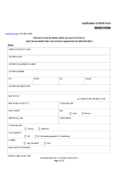 FREE 15+ Birth Forms in PDF