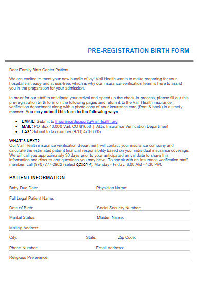 FREE 15+ Birth Forms in PDF