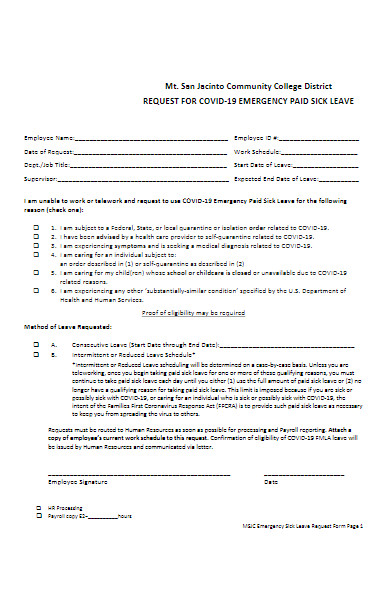 FREE 25+ COVID-19 Self Quarantine Employee Leave Forms Download – How ...