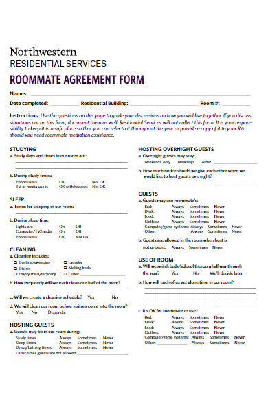 FREE 50+ Roommate Forms Download – How to Create Guide, Tips