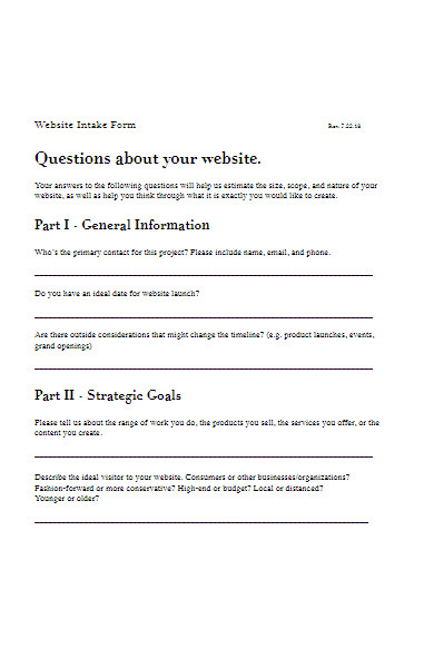 FREE 16+ Website Intake Forms Download – How to Create Guide, Tips