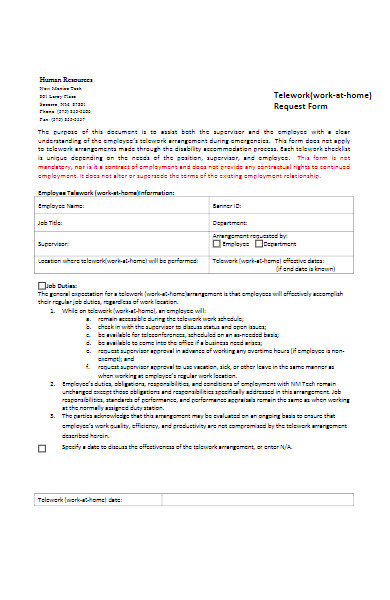 FREE 45+ Work From Home Forms in PDF | MS Word