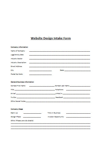 FREE 16+ Website Intake Forms Download – How to Create Guide, Tips
