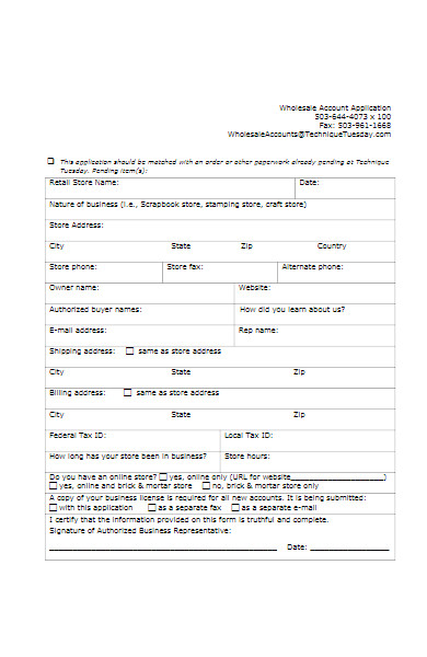 FREE 30+ Wholesale Application Forms Download – How to Create Guide, Tips