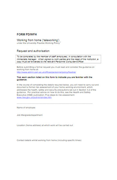 FREE 45+ Work From Home Forms in PDF | MS Word