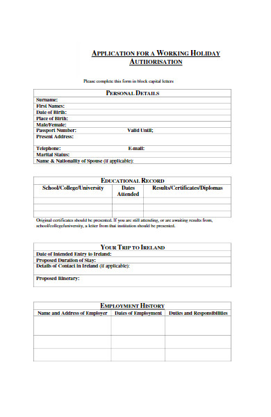 FREE 35+ Holiday Application Forms Download – How to Create Guide, Tips