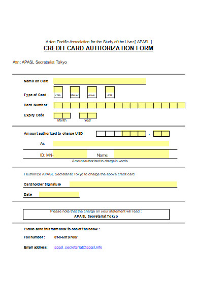 FREE 50+ Credit Card Authorization Forms Download – How to Create Guide ...