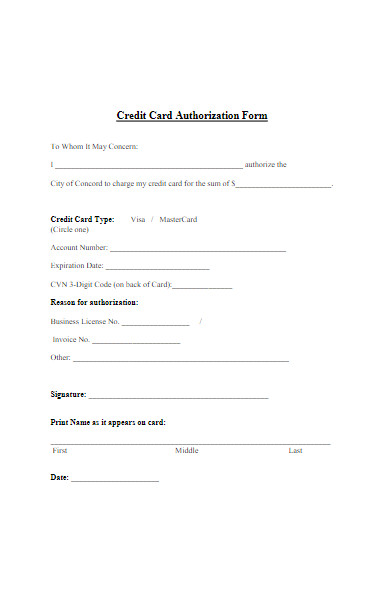 FREE 50+ Credit Card Authorization Forms Download – How to Create Guide ...