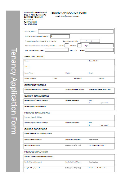 FREE 50+ Tenancy Application Forms in PDF | MS Word