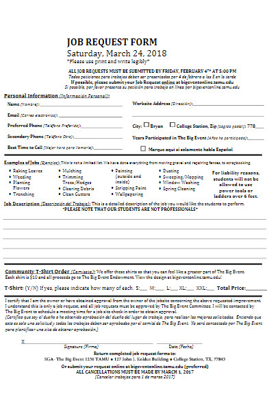 FREE 50+ Job Request Forms Download – How to Create Guide, Tips