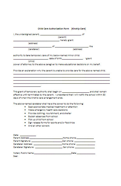 FREE 18+ Child Care Authorization Forms Download – How to Create Guide ...