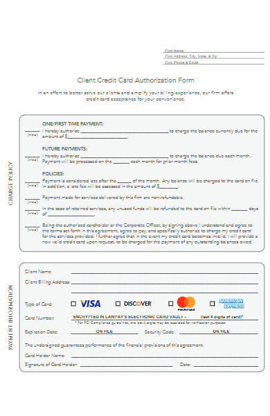 FREE 50+ Credit Card Authorization Forms Download – How to Create Guide ...
