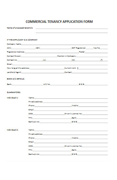 FREE 50+ Tenancy Application Forms in PDF | MS Word