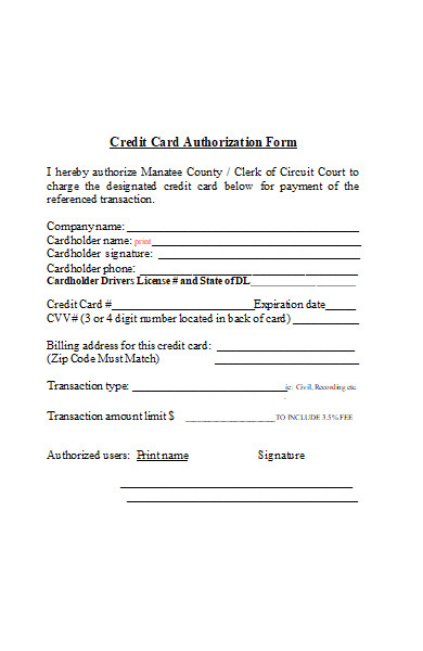 FREE 50+ Credit Card Authorization Forms Download – How to Create Guide ...