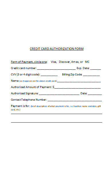 FREE 50+ Credit Card Authorization Forms Download – How to Create Guide ...