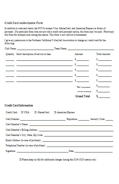 FREE 50+ Credit Card Authorization Forms Download – How to Create Guide ...