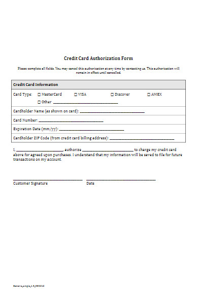 FREE 50+ Credit Card Authorization Forms Download – How to Create Guide ...
