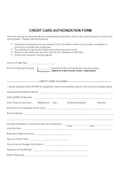 FREE 50+ Credit Card Authorization Forms Download – How to Create Guide ...
